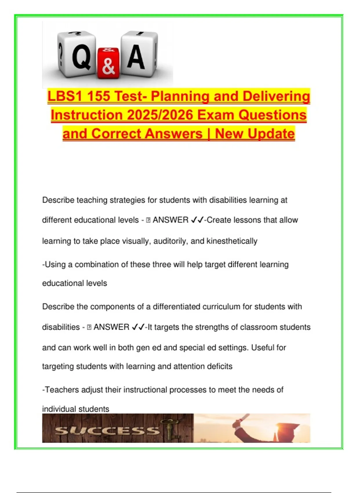 LBS1 155 Special Education Exam 2025/2026 – 80+ Verified Questions ...