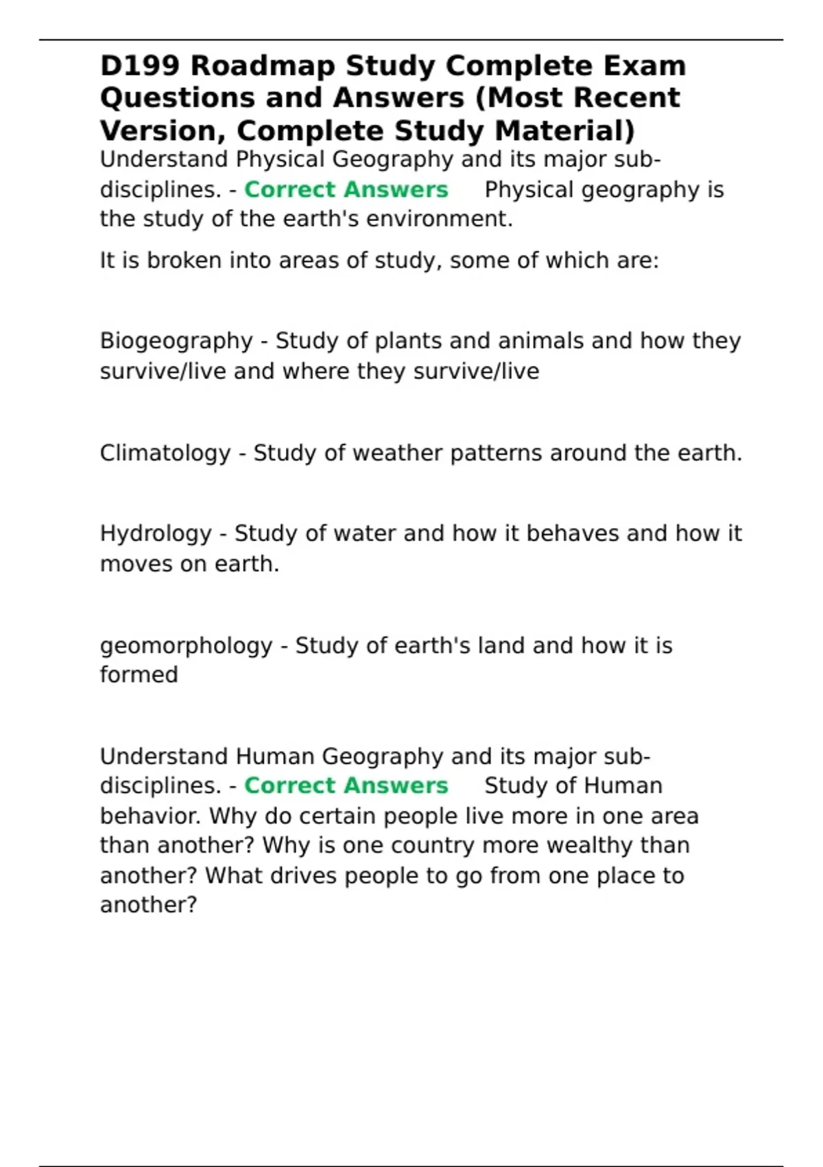 D199 Roadmap Study Complete Exam Questions and Answers (Most Recent Version, Complete Study ...