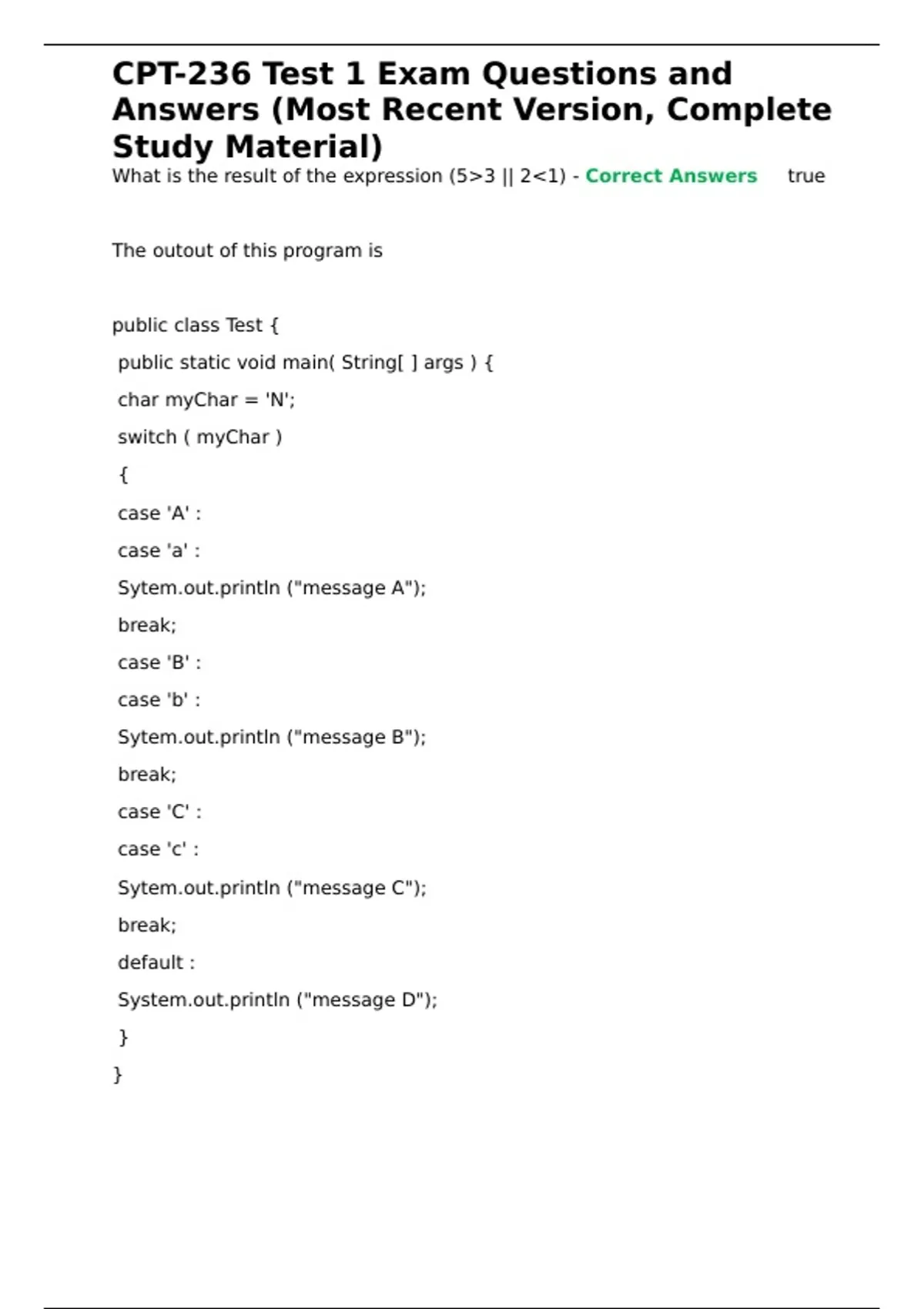 CPT-236 Test 1 Exam Questions and Answers (Most Recent Version ...