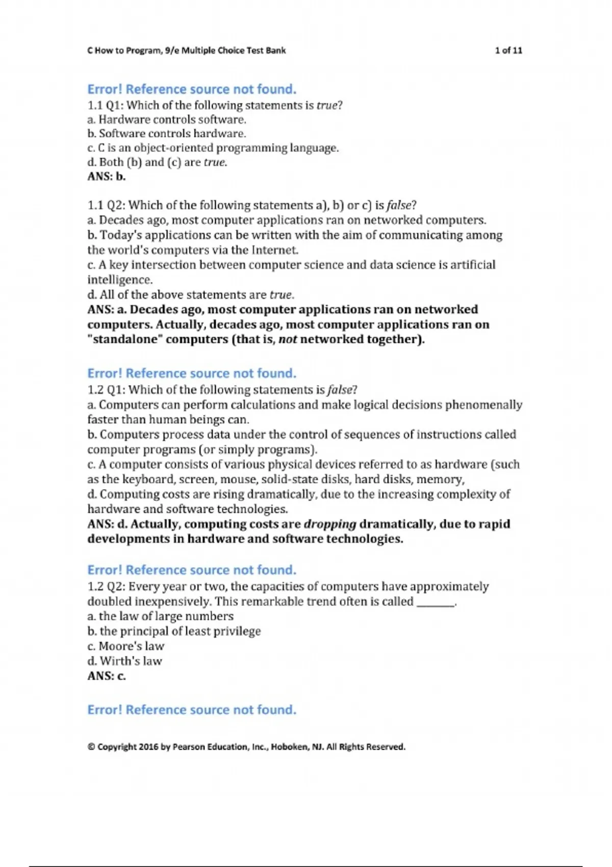 Test Bank for C How to Program, 9th Edition by Deitel (All Chapters ...