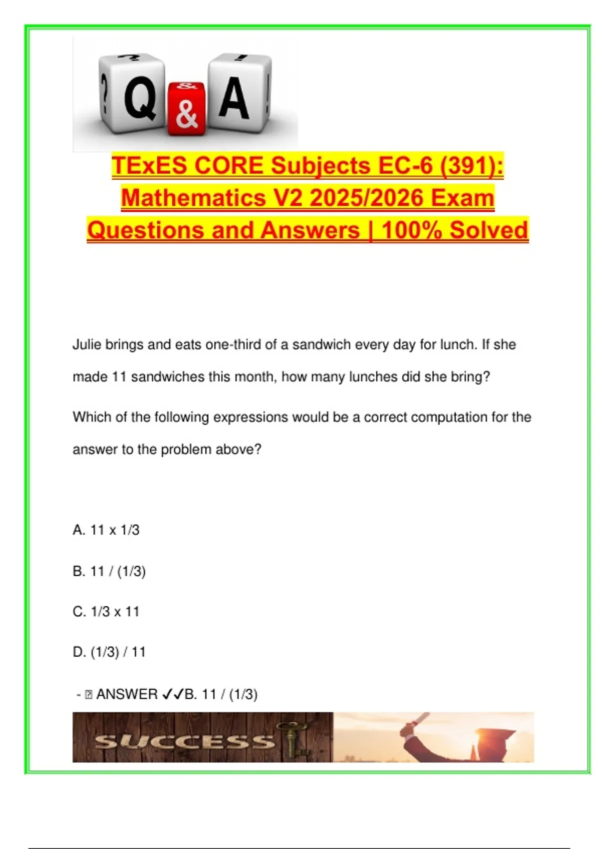 TExES CORE Subjects EC-6 Exam 2025/2026 | 200+ Verified Practice ...