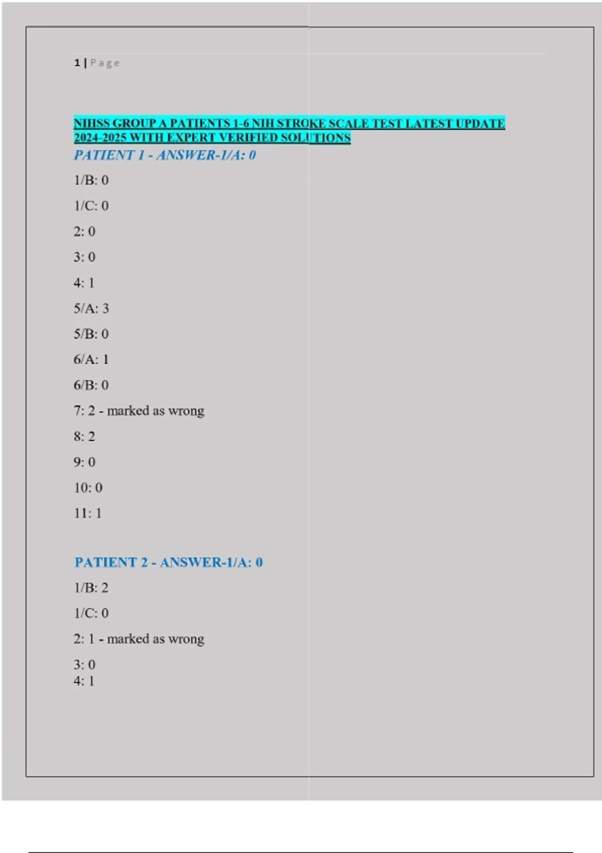 NIHSS GROUP A PATIENTS 1-6 NIH STROKE SCALE TEST LATEST UPDATE WITH ...