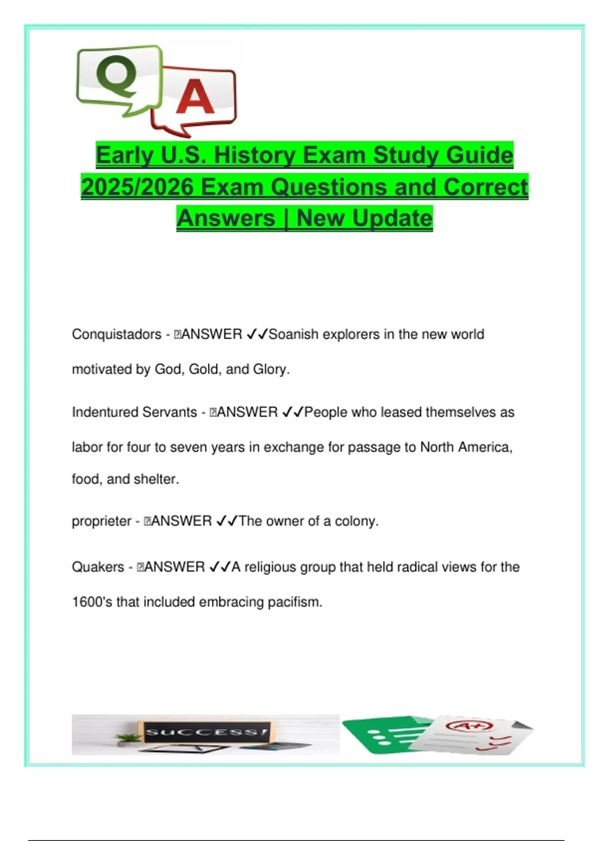Early U.S. History | 2025/2026 | 90 Verified Exam Questions and Answers ...