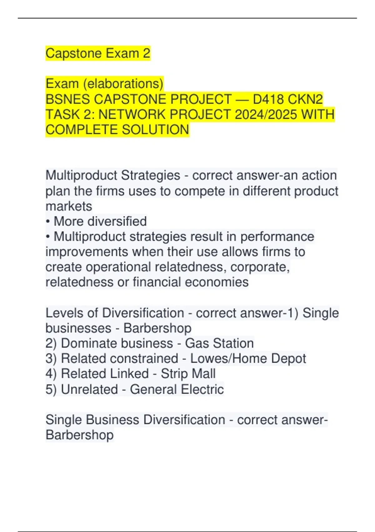 Capstone Exam 2 Exam (elaborations) BSNES CAPSTONE PROJECT — D418 CKN2 TASK 2: NETWORK PROJECT ...