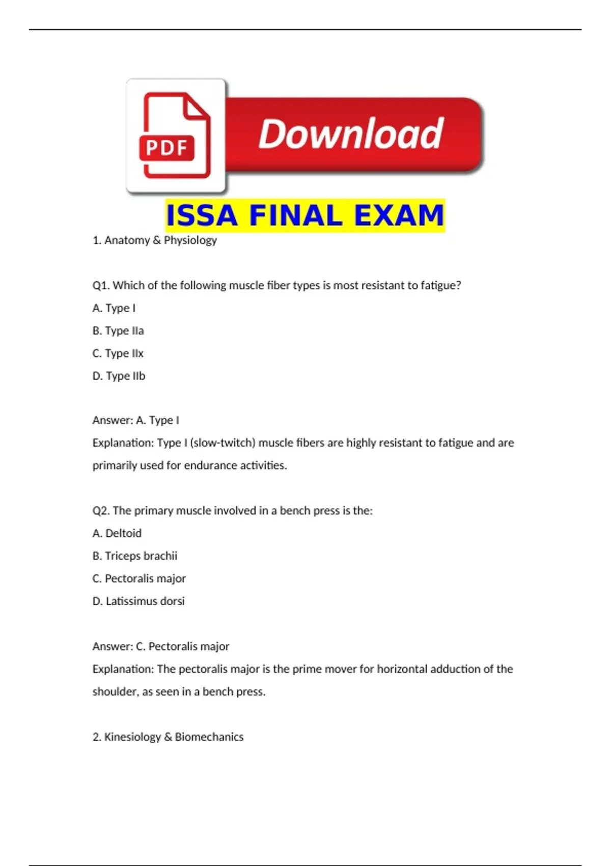 ISSA FINAL EXAM 2025 Questions and Answers (2025 / 2026) (Verified ...