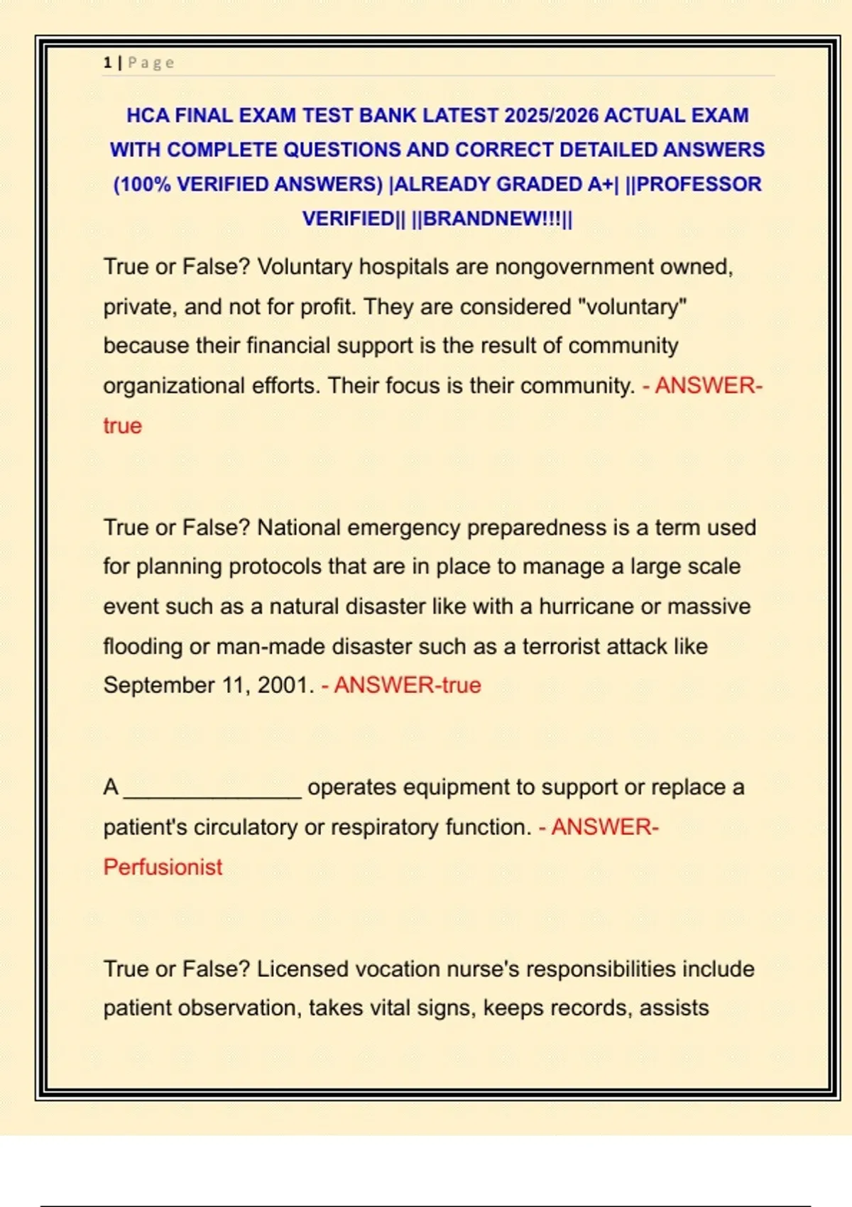 HCA FINAL EXAM TEST BANK LATEST 2025/2026 ACTUAL EXAM WITH COMPLETE ...