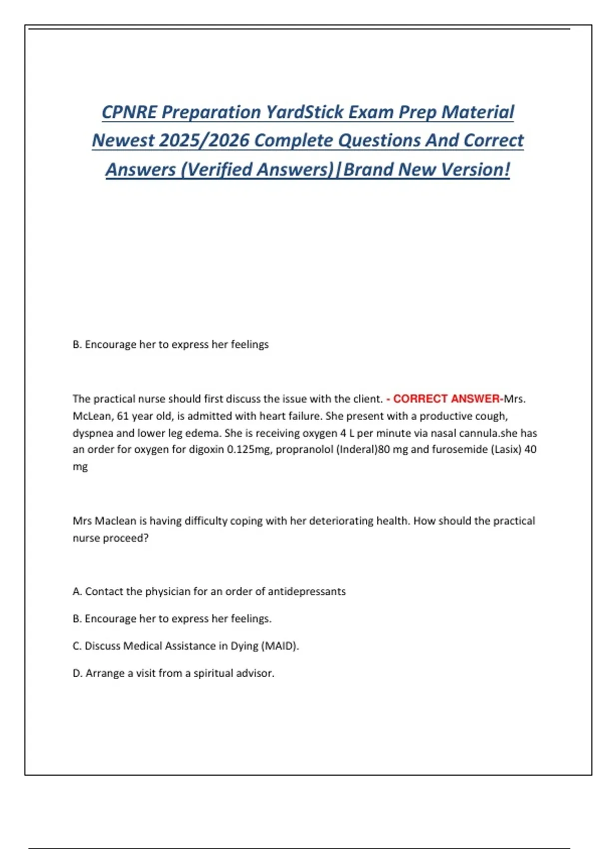 CPNRE Preparation YardStick Exam Prep Material Newest 2025/2026 ...