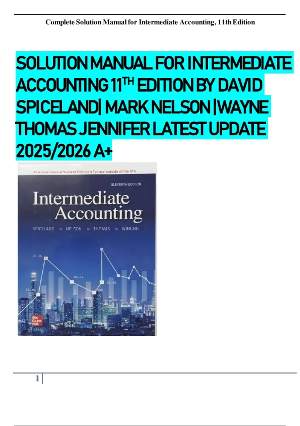 Solution Manual For Intermediate Accounting 11th Edition By David
