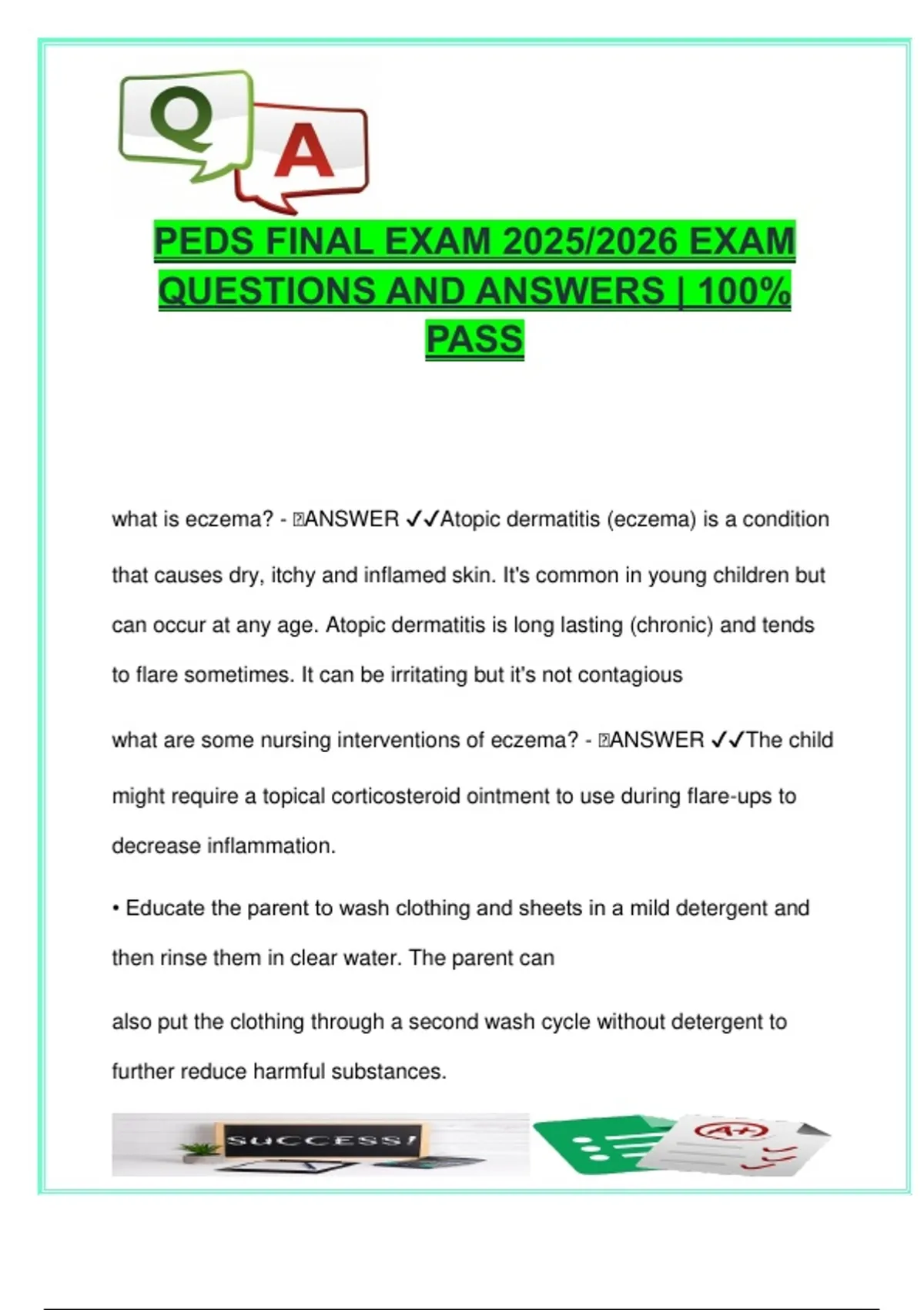 Pediatric Nursing Final Exam 2025/2026 – 150+ High-Yield Q&A | Chronic ...
