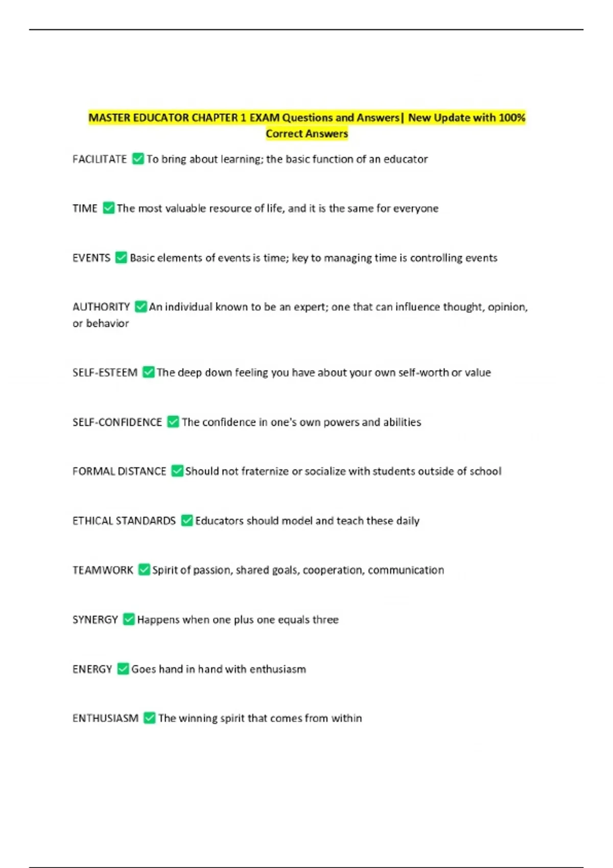 MASTER EDUCATOR CHAPTER 1 EXAM Questions and Answers| New Update with ...