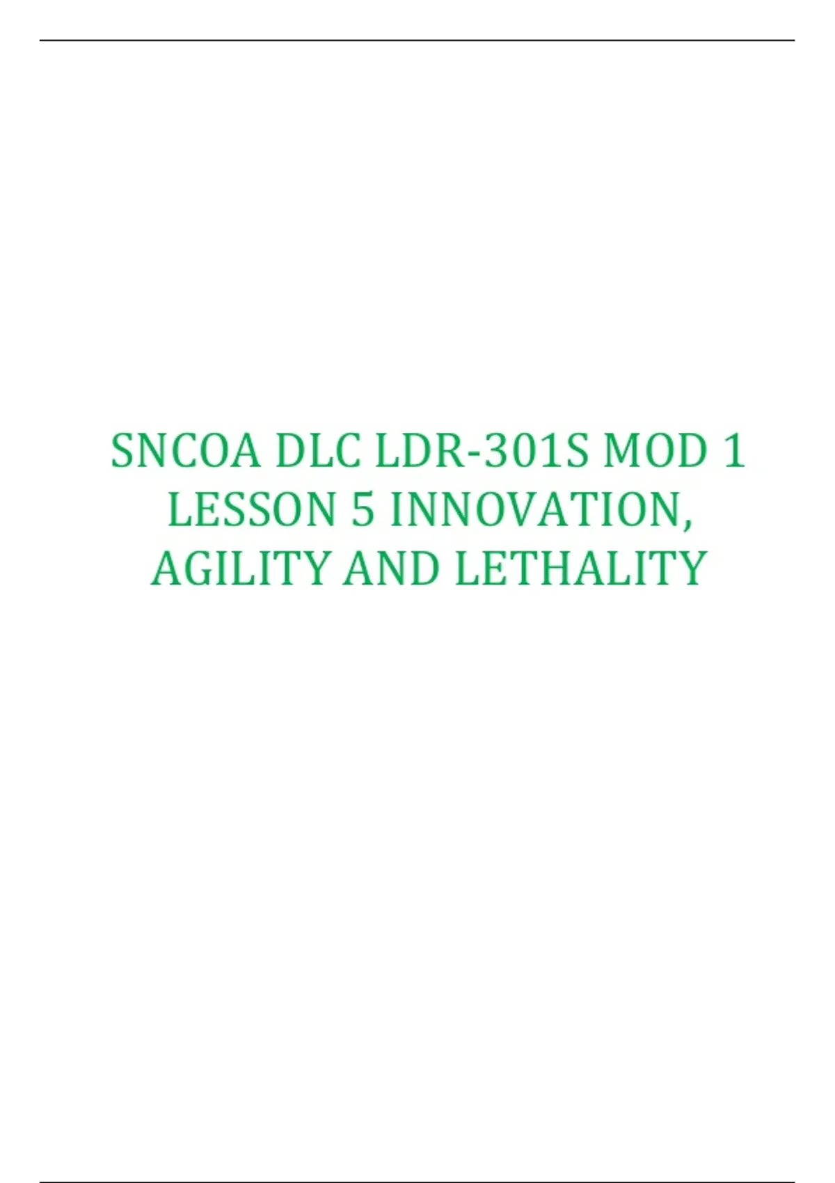 SNCOA DLC LDR-301S MOD 1 LESSON 5 INNOVATION, AGILITY AND LETHALITY ...