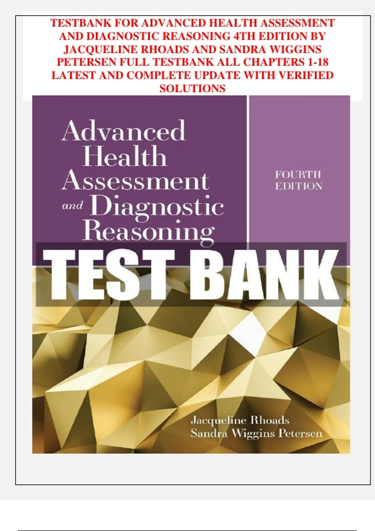 Advanced Health Assessment and Diagnostic Reasoning 4th Edition – Test ...