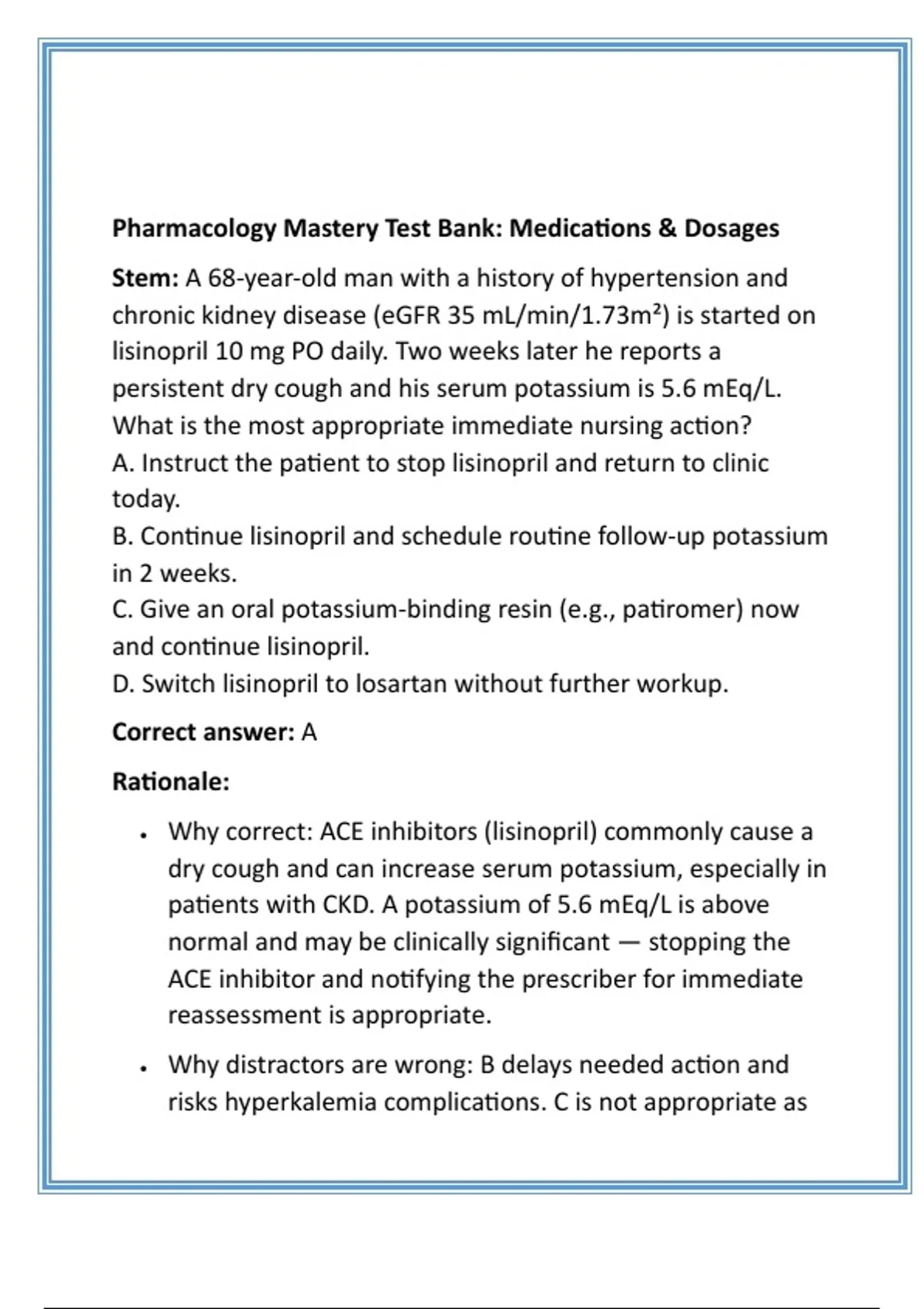 NCLEX Pharmacology Mastery: 20 Original Exam-Style Questions with ...