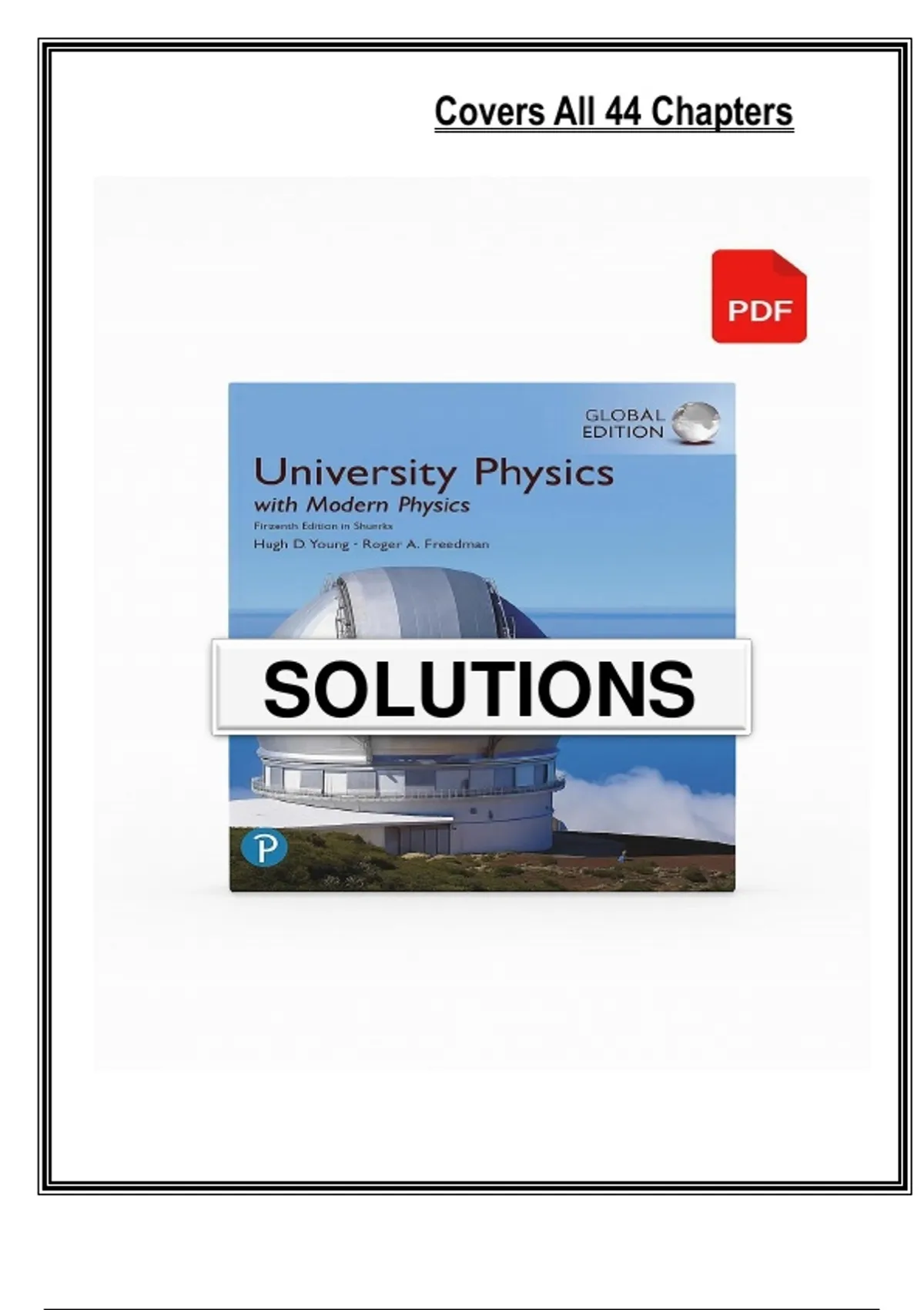 Solutions Manual for University Physics with Modern Physics (15th ...