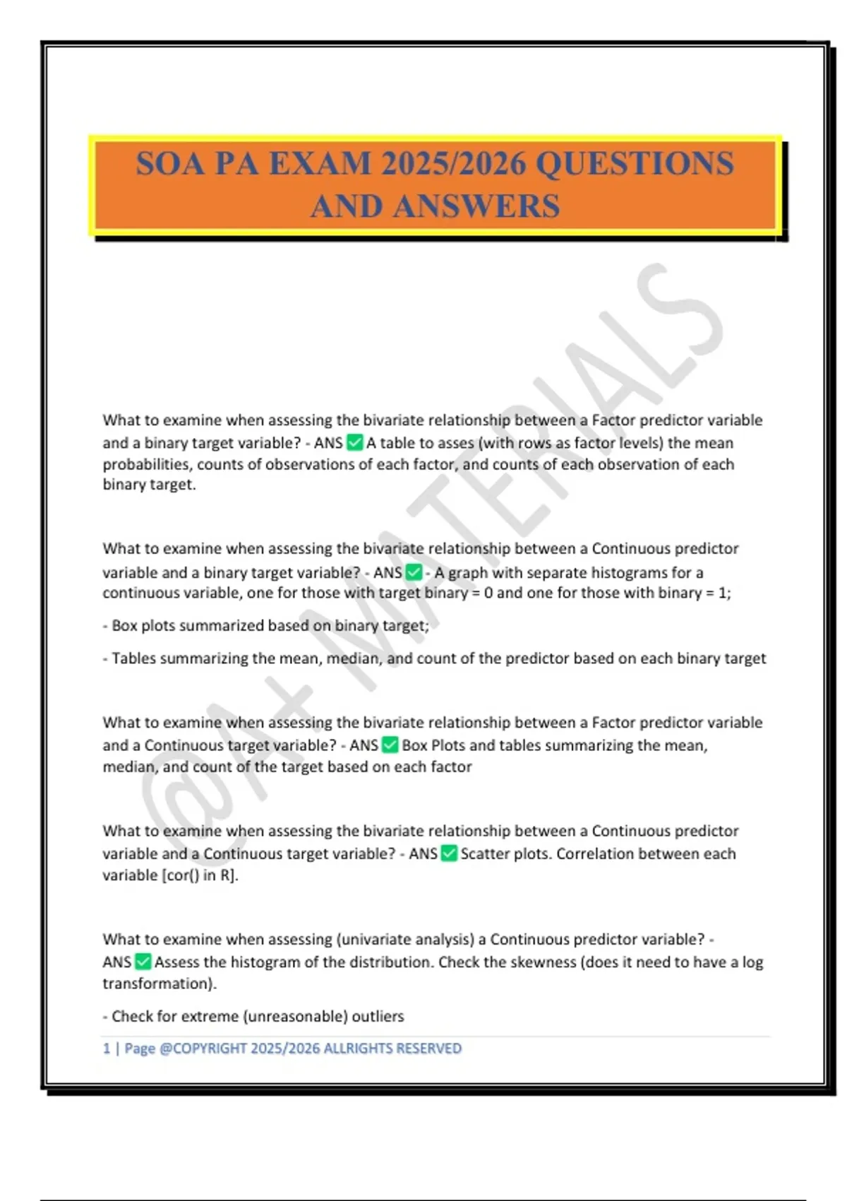 SOA PA EXAM 2025/2026 QUESTIONS AND ANSWERS - SOA - Stuvia US