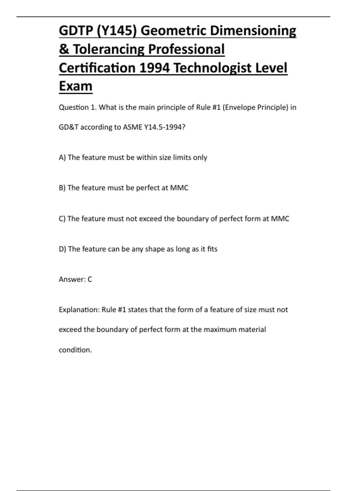GDTP (Y145) Geometric Dimensioning & Tolerancing Professional ...