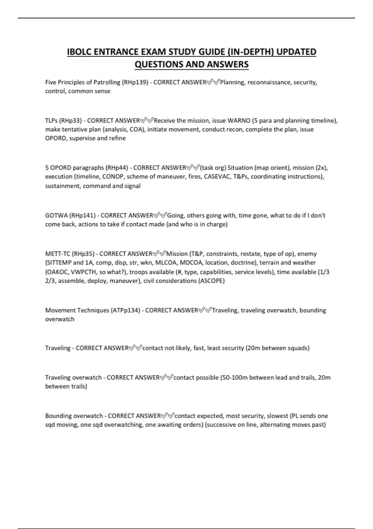 IBOLC ENTRANCE EXAM STUDY GUIDE (IN-DEPTH) UPDATED QUESTIONS AND ...
