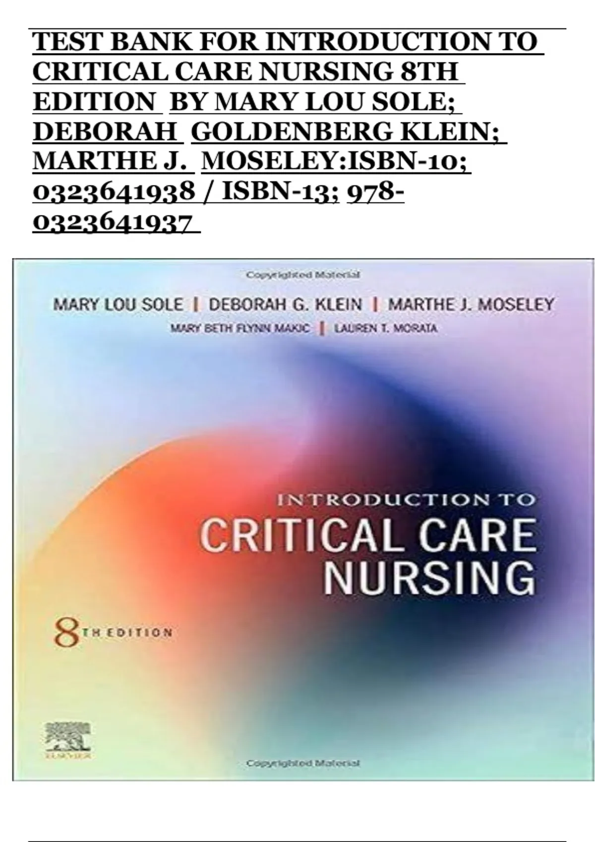Introduction to Critical Care Nursing – Mary Lou Sole, Deborah ...