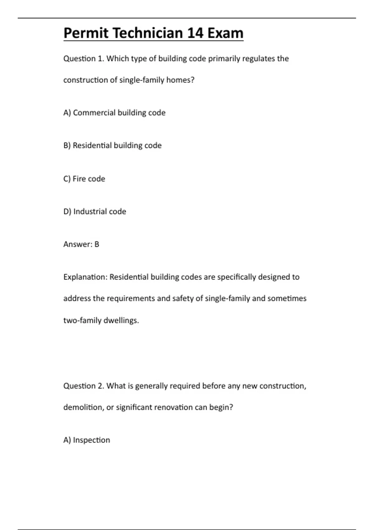 Permit Technician 14 Exam - Computer - Stuvia US