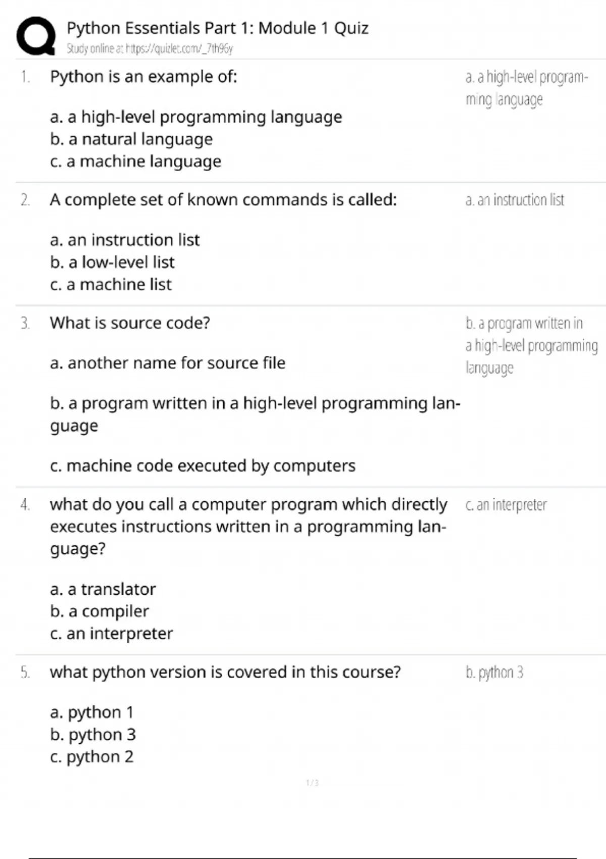 Python Essentials Part 1 Module 1 Quiz / PE1 Exam Prep / 2025 Update / Score 100% - Programming ...