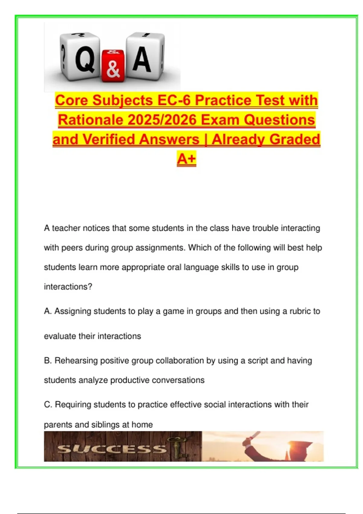 Core Subjects EC-6 (Texas Teachers Exam) – 240+ Practice Questions with ...