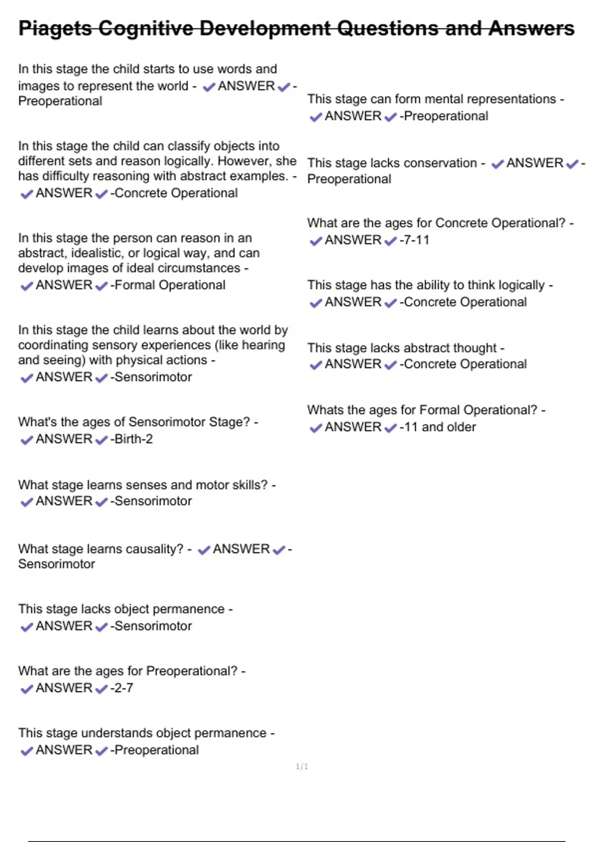 Piagets Cognitive Development Questions and Answers - Piagets Cognitive ...