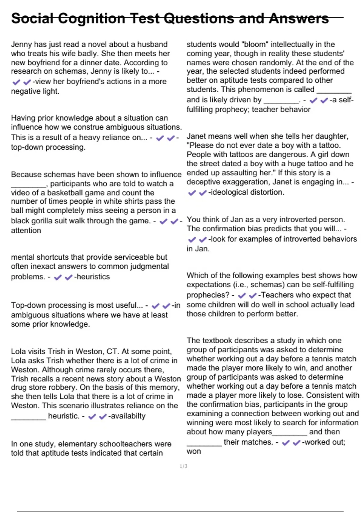 Social Cognition Test Questions and Answers - Social Cognition - Stuvia US