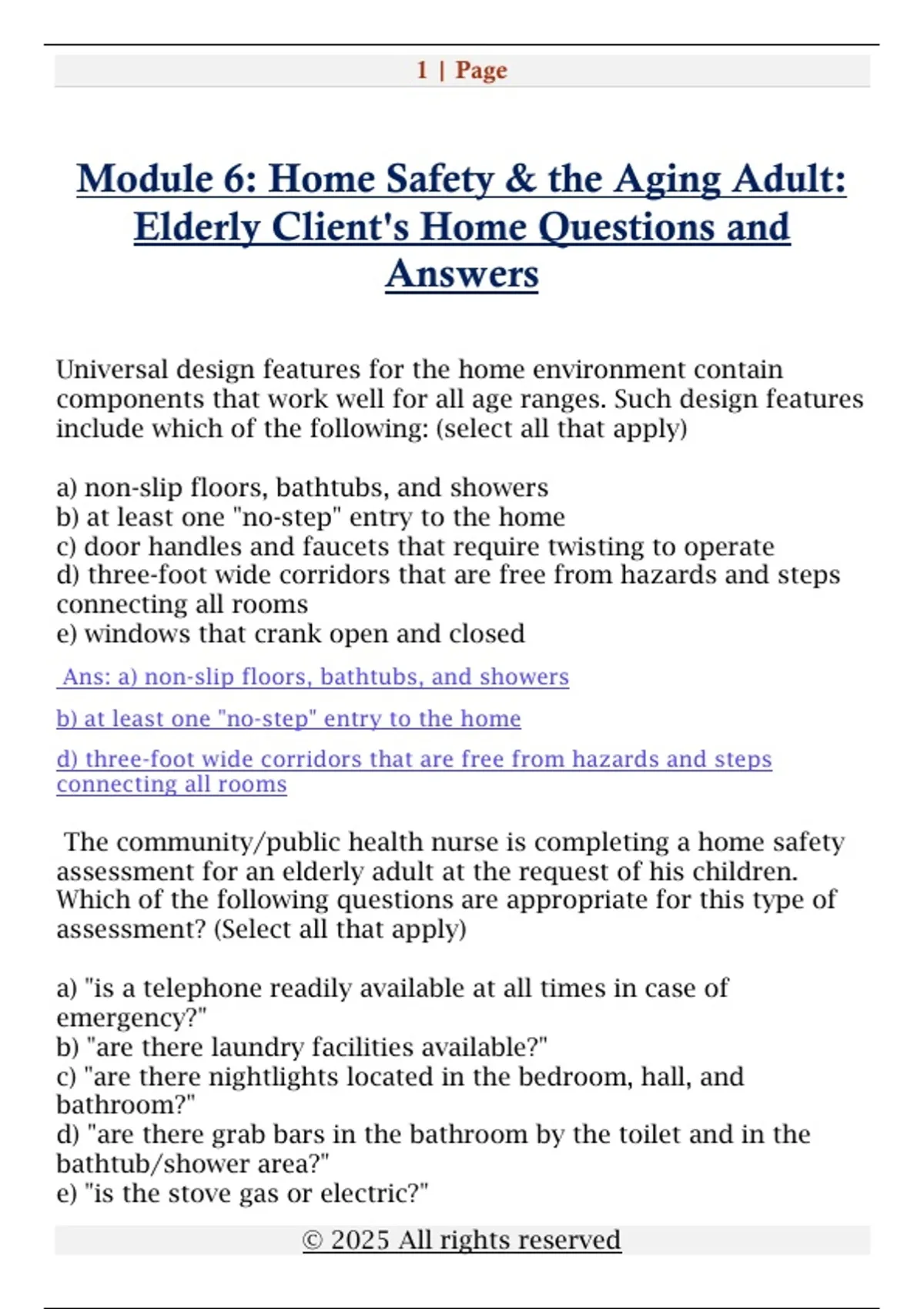 Module 6: Home Safety & the Aging Adult: Elderly Client's Home ...