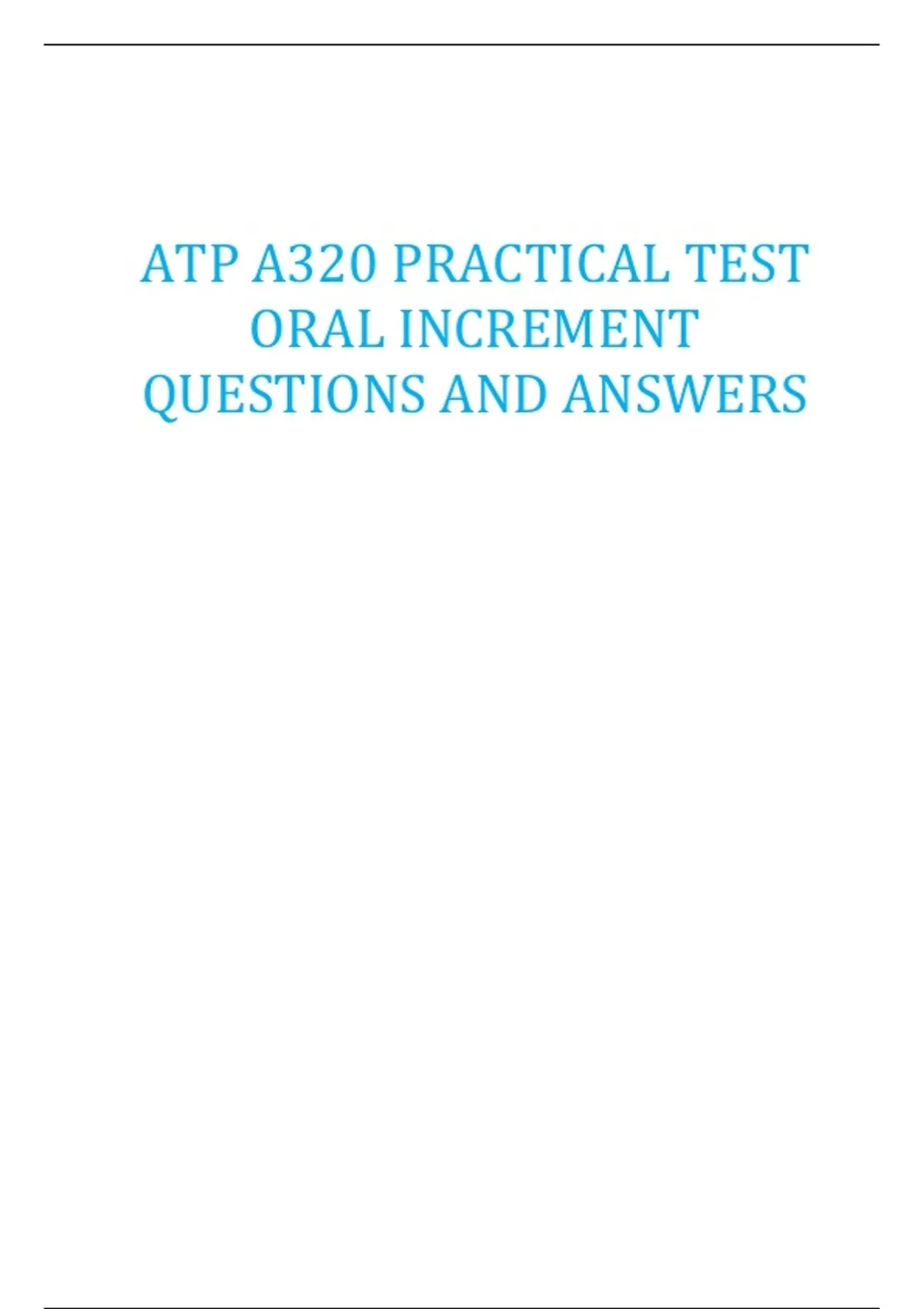 ATP A320 PRACTICAL TEST ORAL INCREMENT QUESTIONS AND ANSWERS - ATP A320 ...