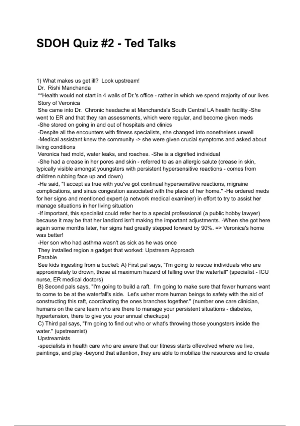 SDOH Quiz #2 - Ted Talks NEWEST 2025/2026 ACTUAL EXAM COMPLETE ...