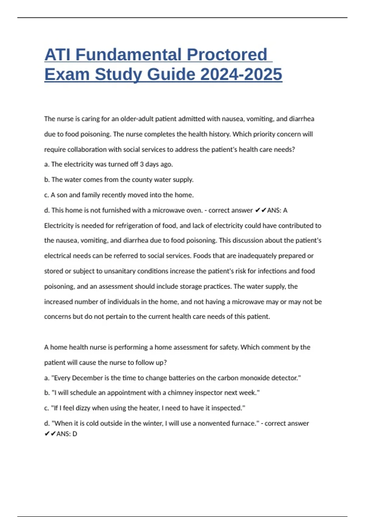 Summary ATI Fundamental Proctored Exam Study Guide - ATI Fundamental - Stuvia US