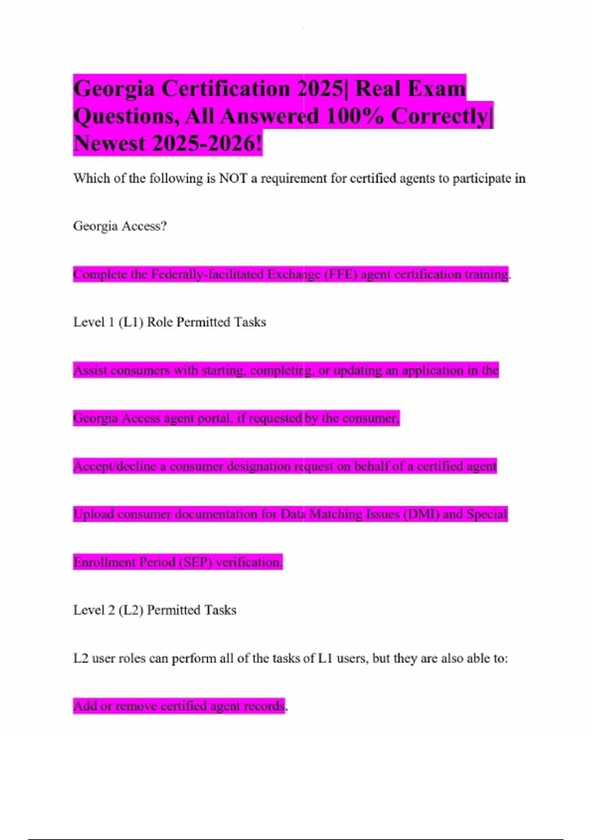 Georgia Certification 2025| Real Exam Questions, All Answered 100% ...