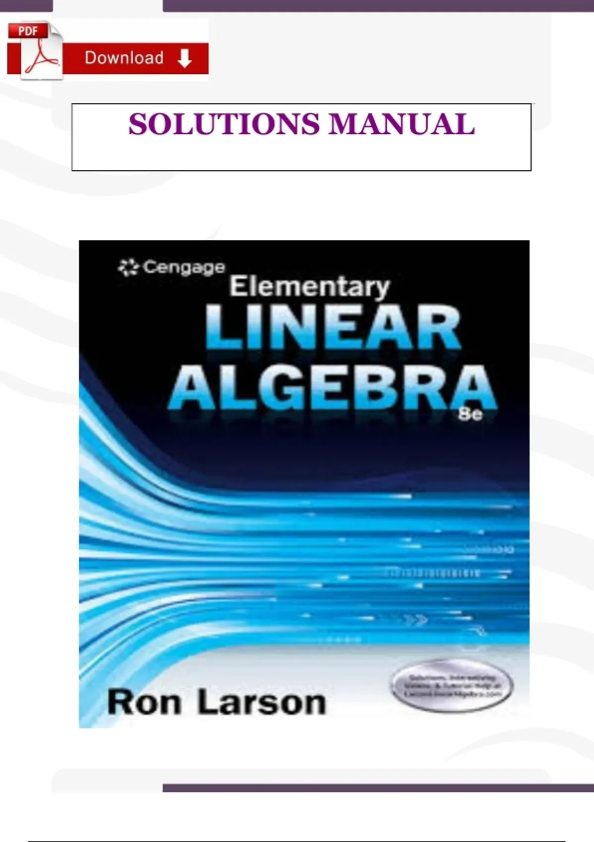 Student’s Solutions Manual for Elementary Linear Algebra (5th Edition ...