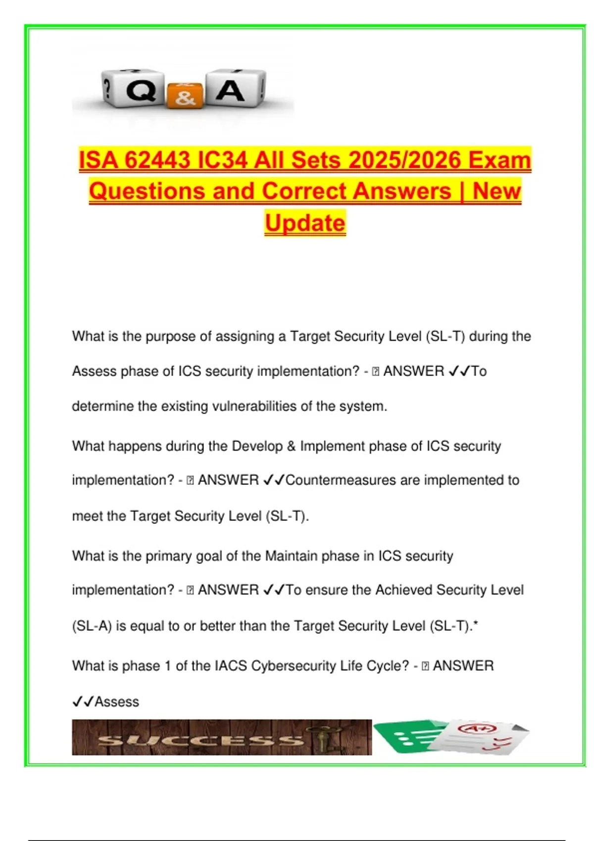 ISA/IEC 62443 IC34 Complete Exam Sets 2025/2026 – 200+ Verified ...