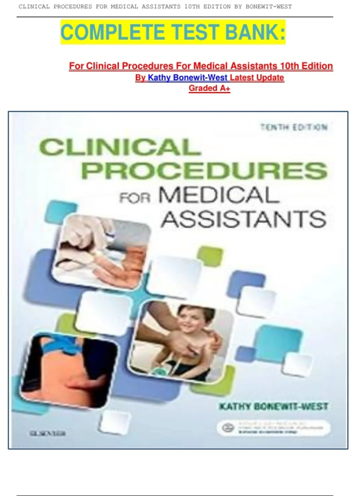 COMPLETE TEST BANK: For Clinical Procedures For Medical Assistants 10th ...