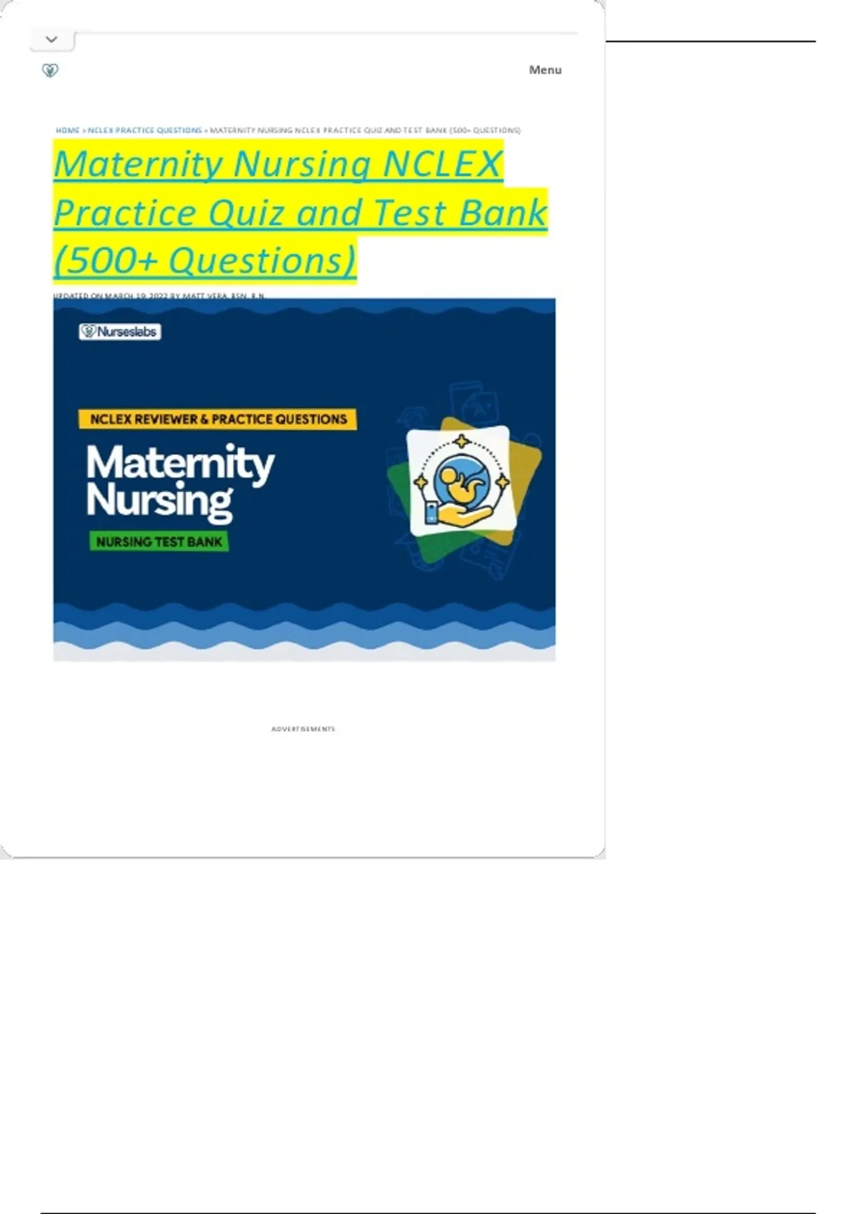 Maternity Nursing NCLEX Practice Quiz and Test Bank (500+ Questions ...
