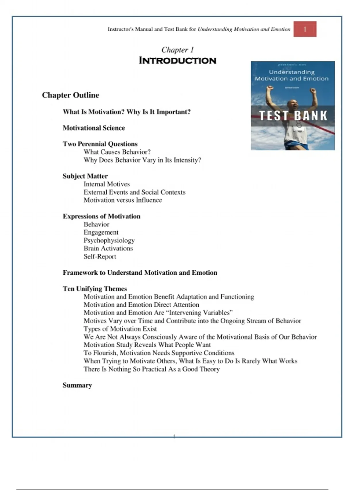 Test Bank - Understanding Motivation and Emotion, 7th Edition ...