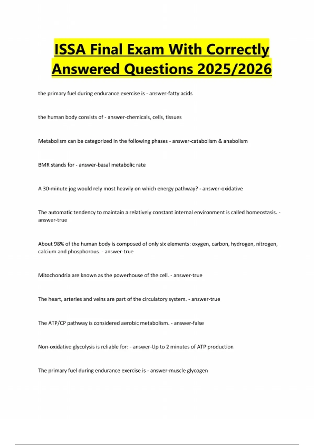 ISSA Final Exam With Correctly Answered Questions 2025/2026 - ISSA ...
