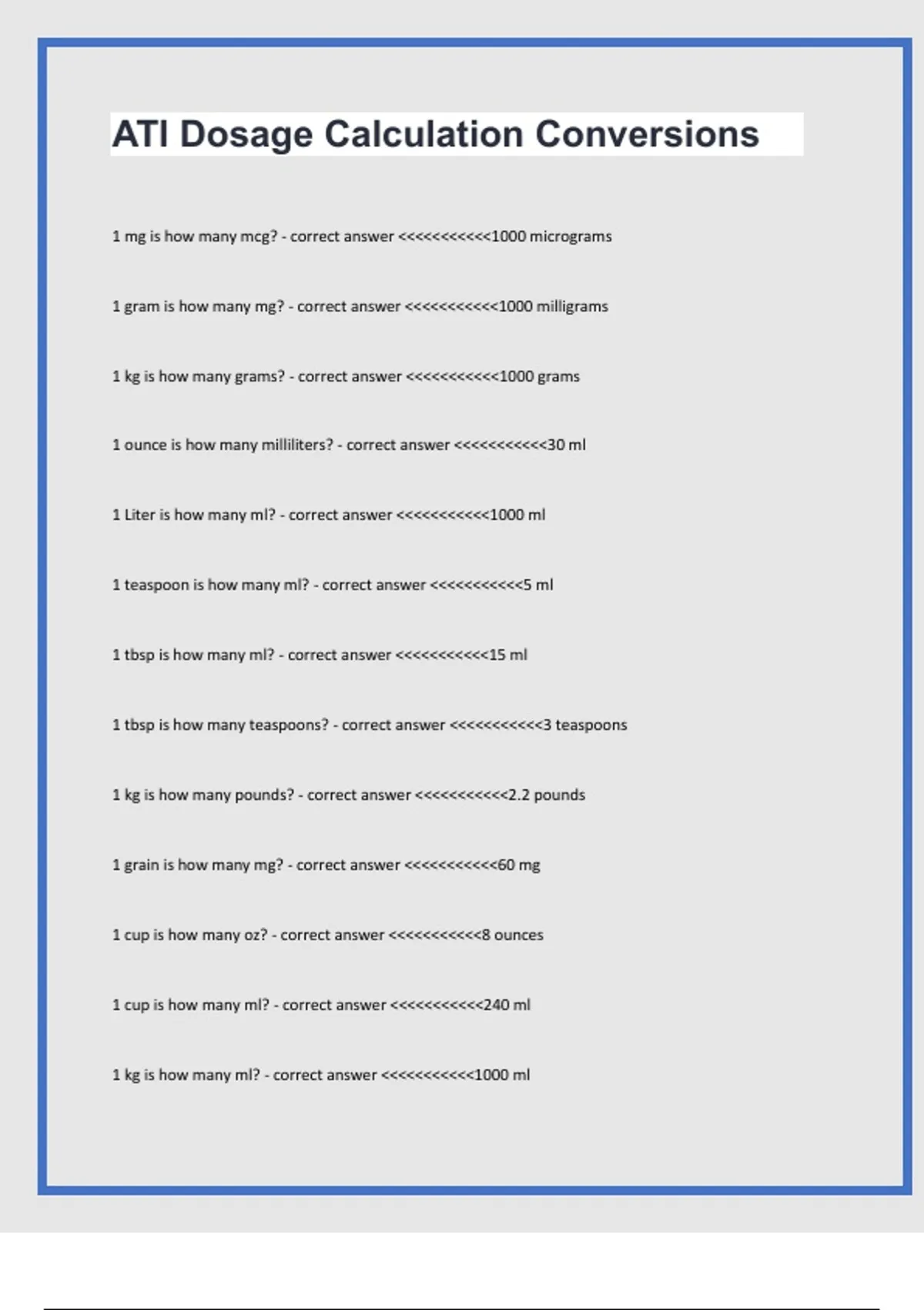 ATI Dosage Calculation: Conversions Practice for Nursing Students - Master essential nursing ...