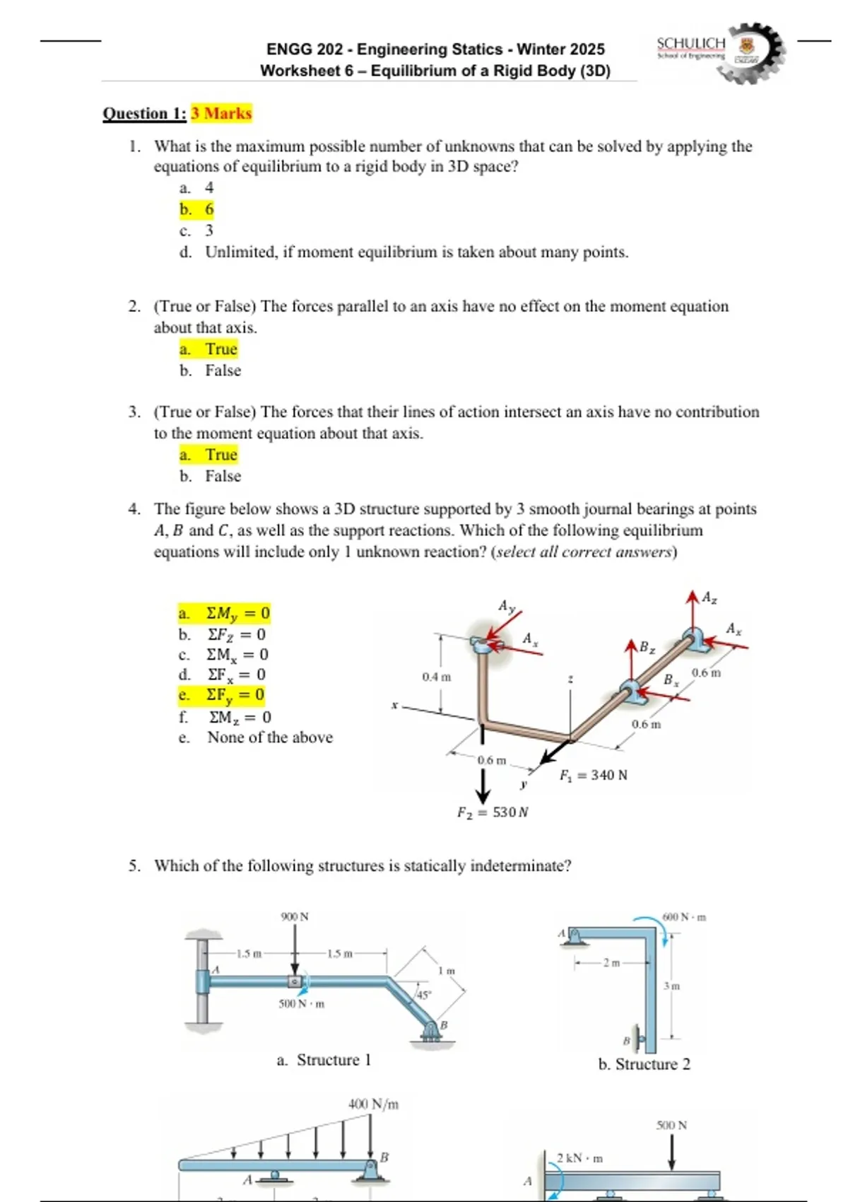 ENGG 202 Worksheet 6 Solutions & Grading Rubrics | 2025/2026 | 100% ...
