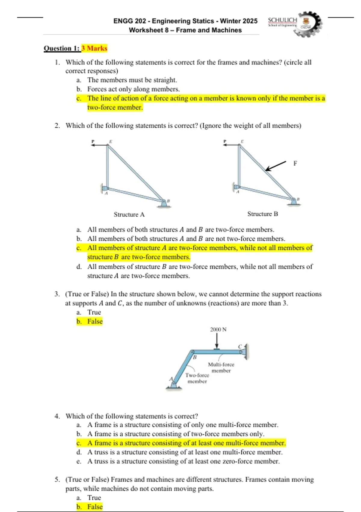 ENGG 202 Worksheet 8 Solutions & Grading Rubrics | 2025/2026 | 100% ...