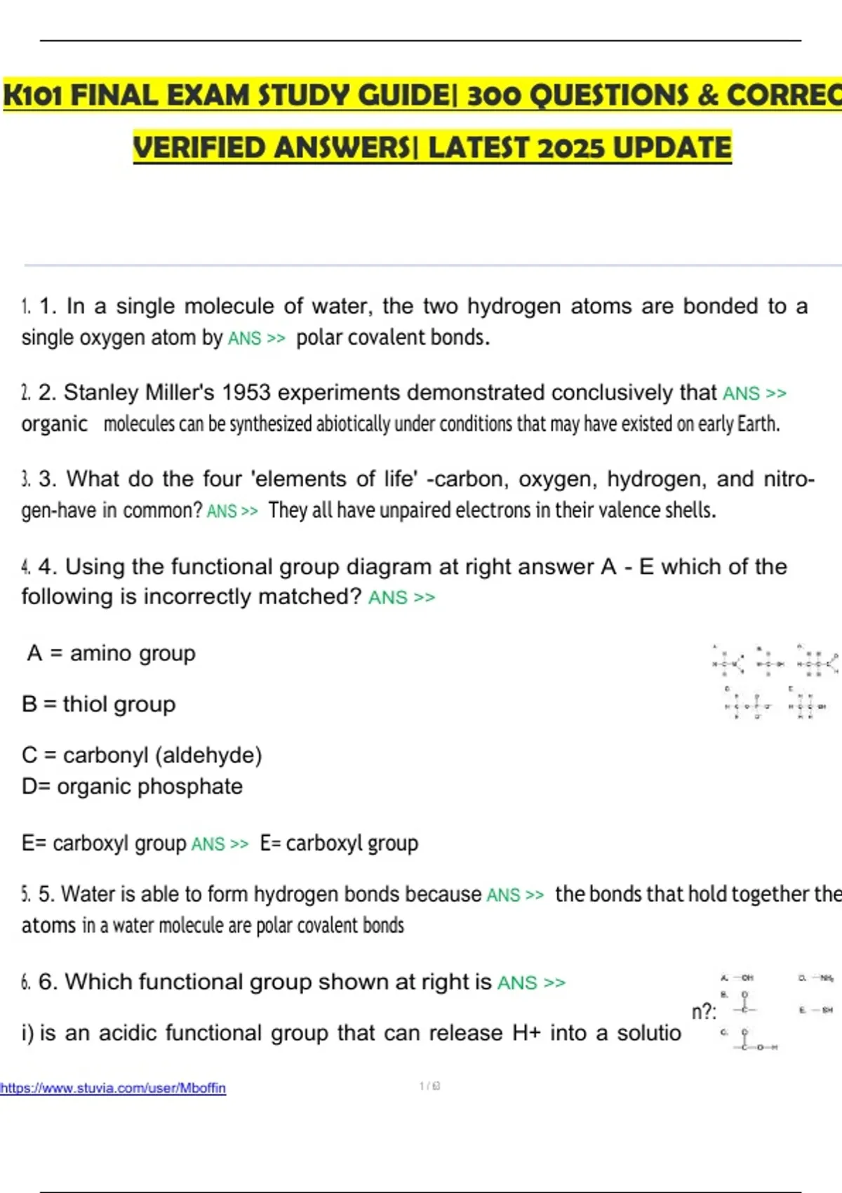 K101 FINAL EXAM STUDY GUIDE| 300 QUESTIONS & CORRECT VERIFIED ANSWERS ...