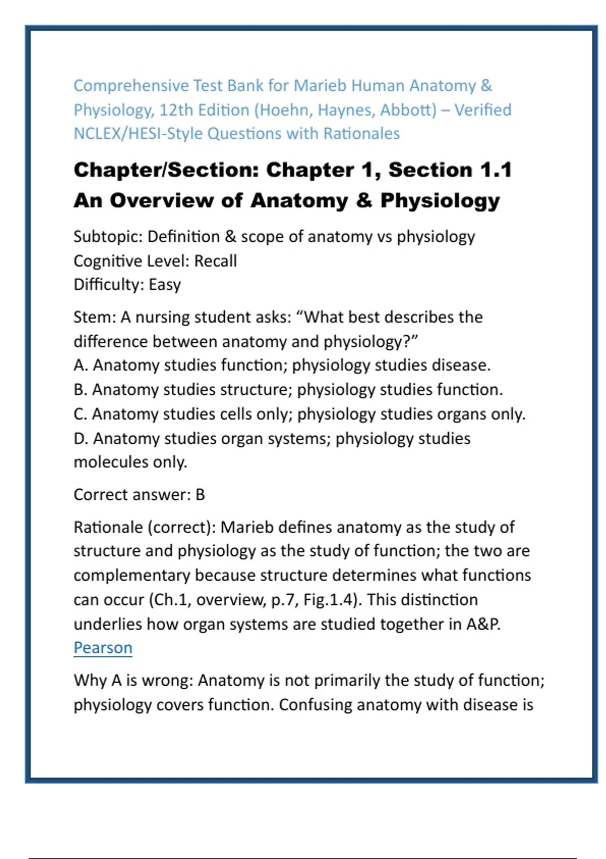 Marieb Human Anatomy & Physiology 12th Edition Test Bank | Chapter-by ...