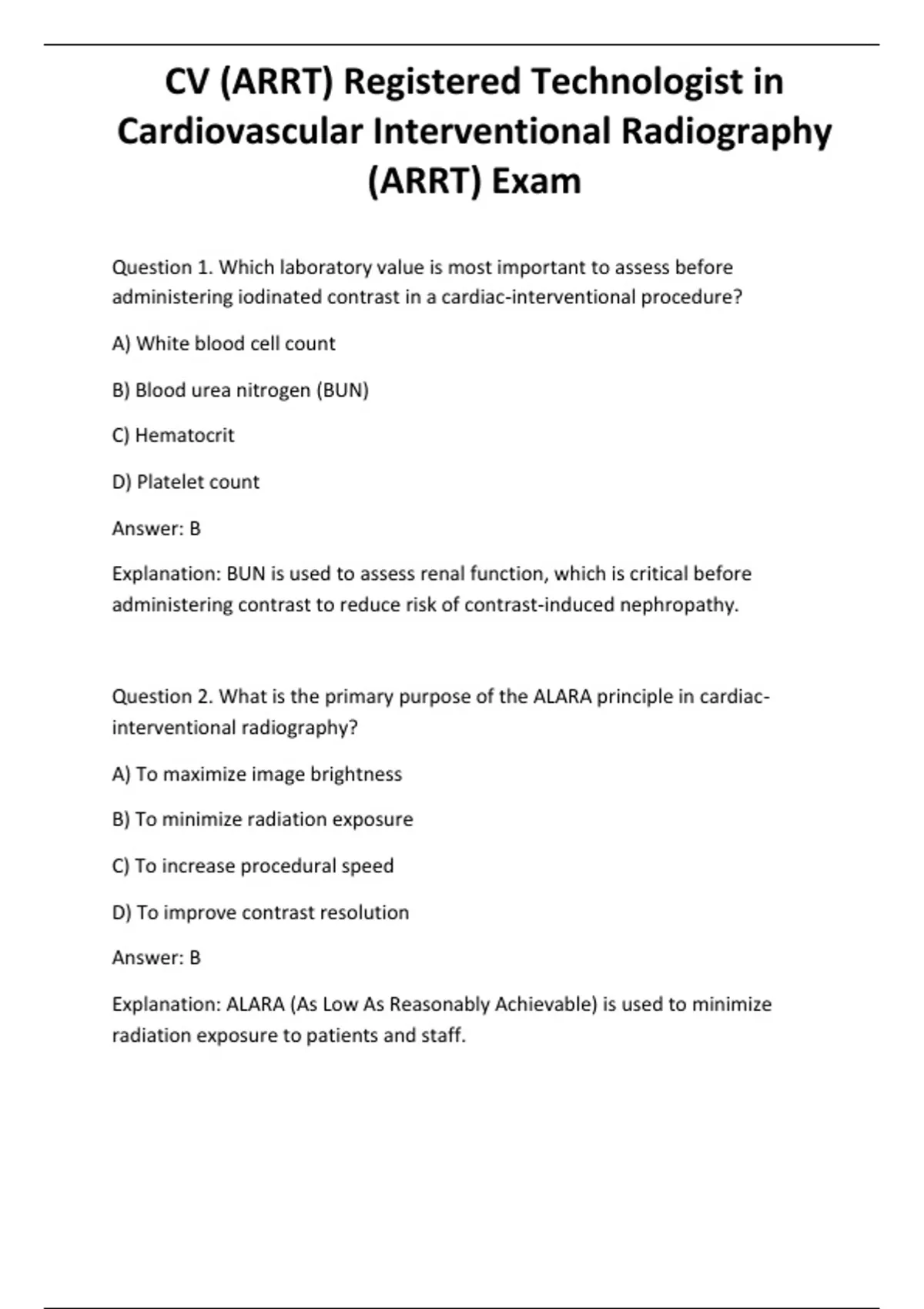 CV (ARRT) Registered Technologist in Cardiovascular Interventional ...