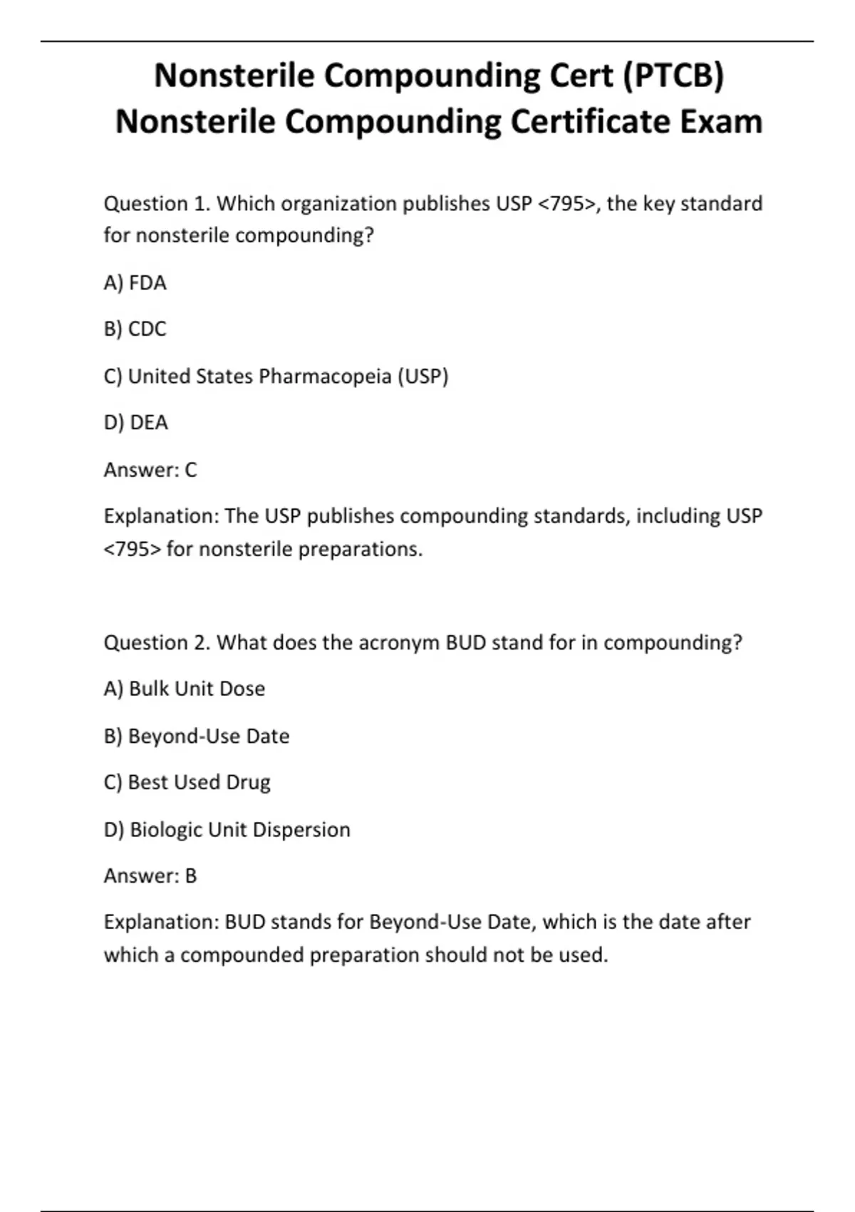Nonsterile Compounding Cert (PTCB) Nonsterile Compounding Certificate ...