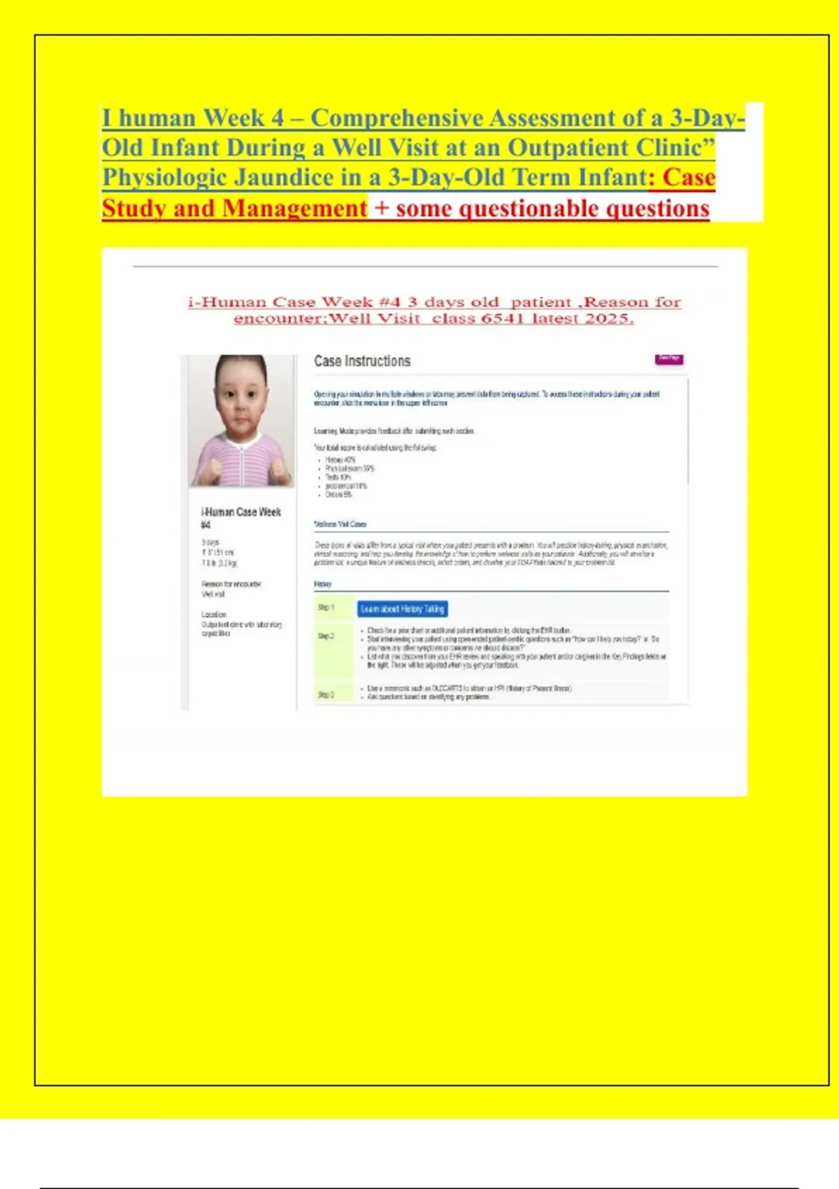 I human Week 4 – Comprehensive Assessment of a 3-Day Old Infant During ...
