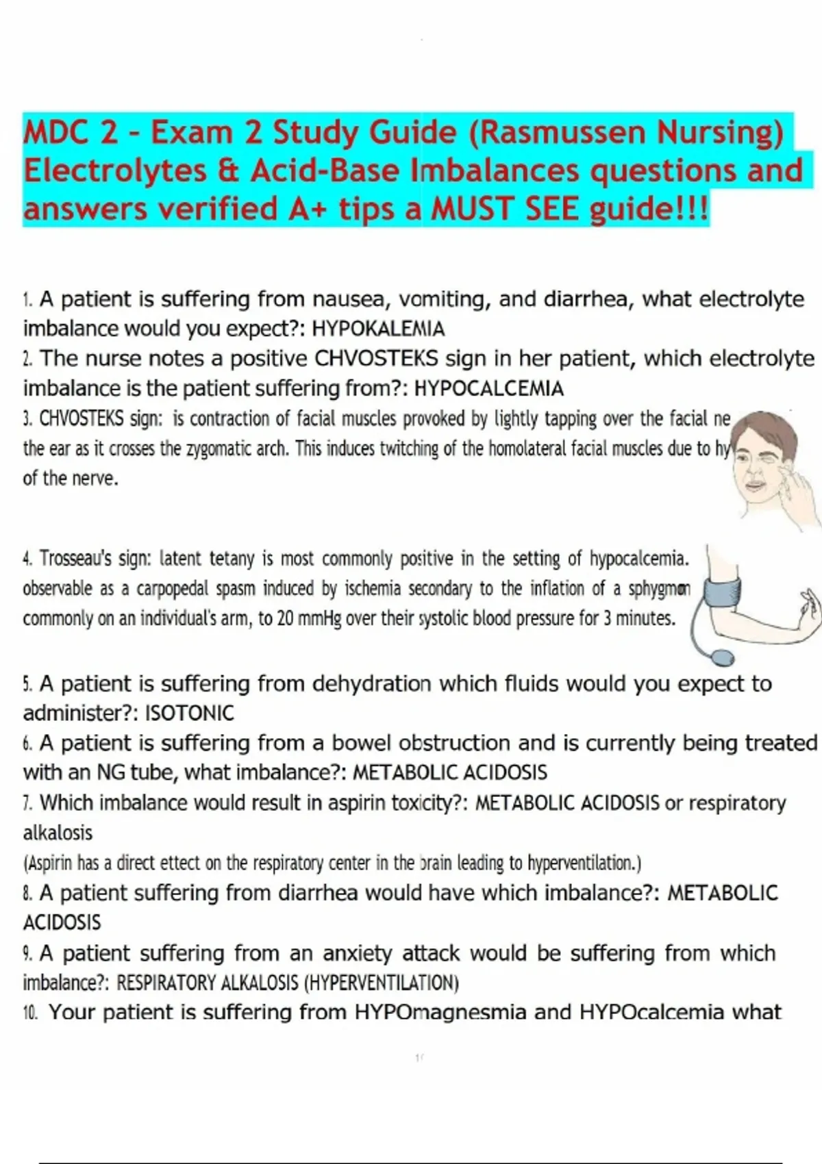 MDC 2 – Exam 2 Study Guide (Rasmussen Nursing) Electrolytes & Acid-Base ...