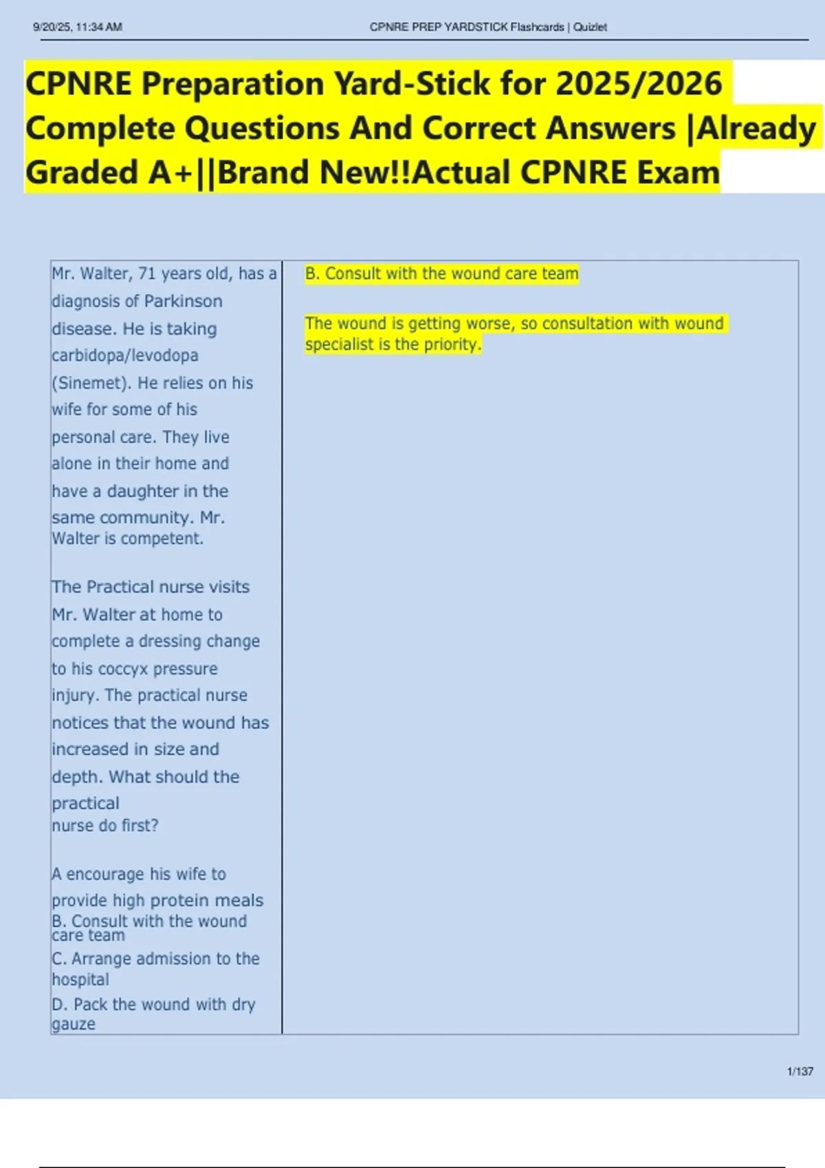 CPNRE Exam 2025–2026 Complete Questions and Answers – Nursing Practice ...