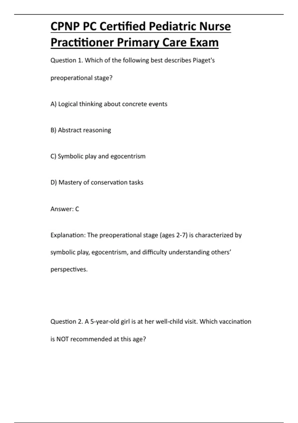 CPNP PC Certified Pediatric Nurse Practitioner Primary Care Exam ...