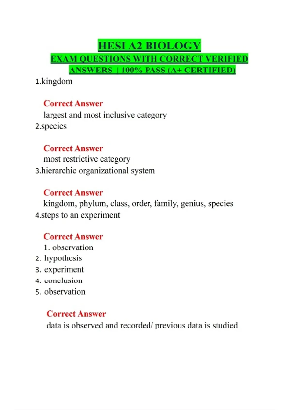 HESI A2 BIOLOGY STUDY BUNDLE PACKAGE LATEST 2025/2026 | Complete Notes ...